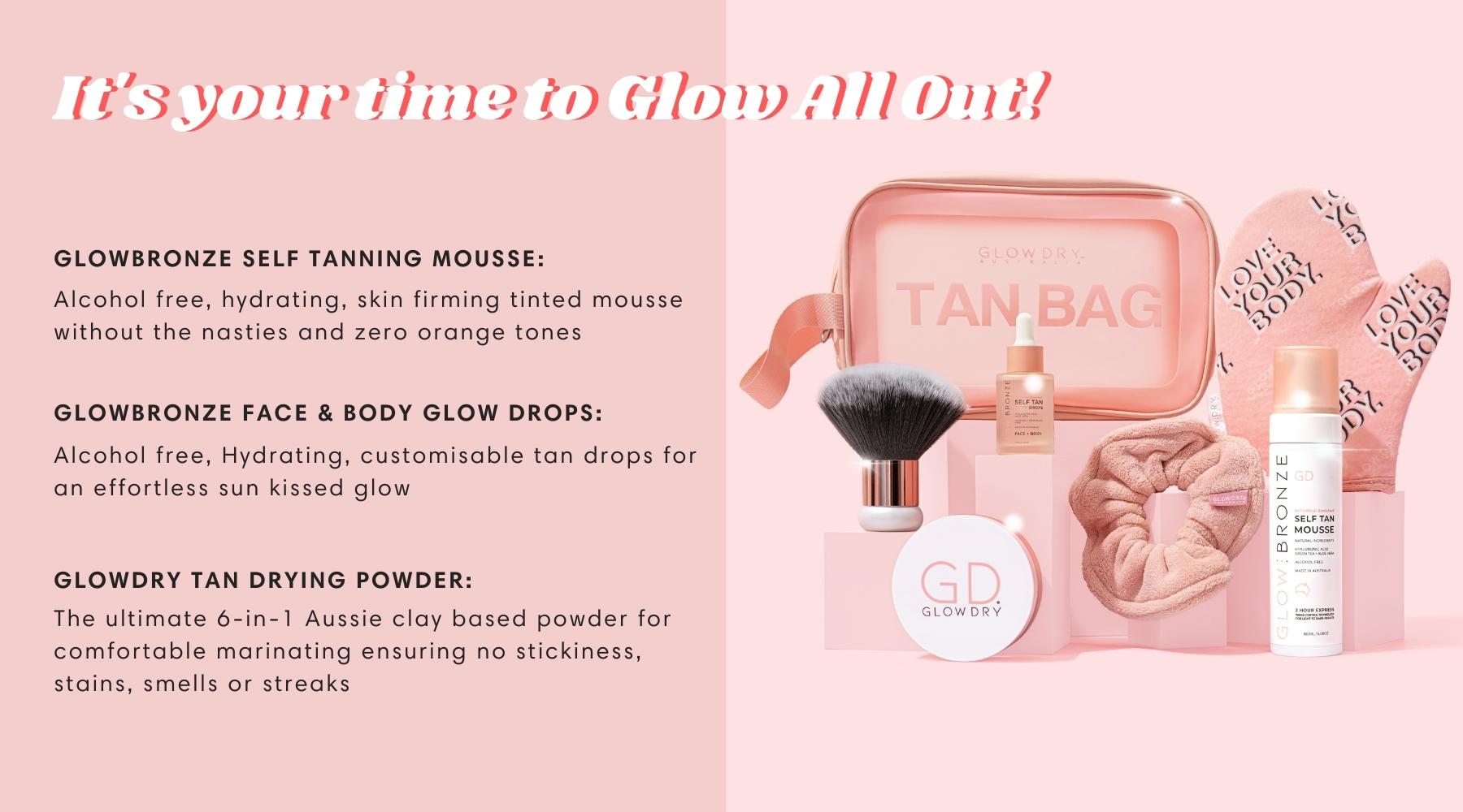 Glow All Out Bundle all your self tanning hero products | GlowDry ...